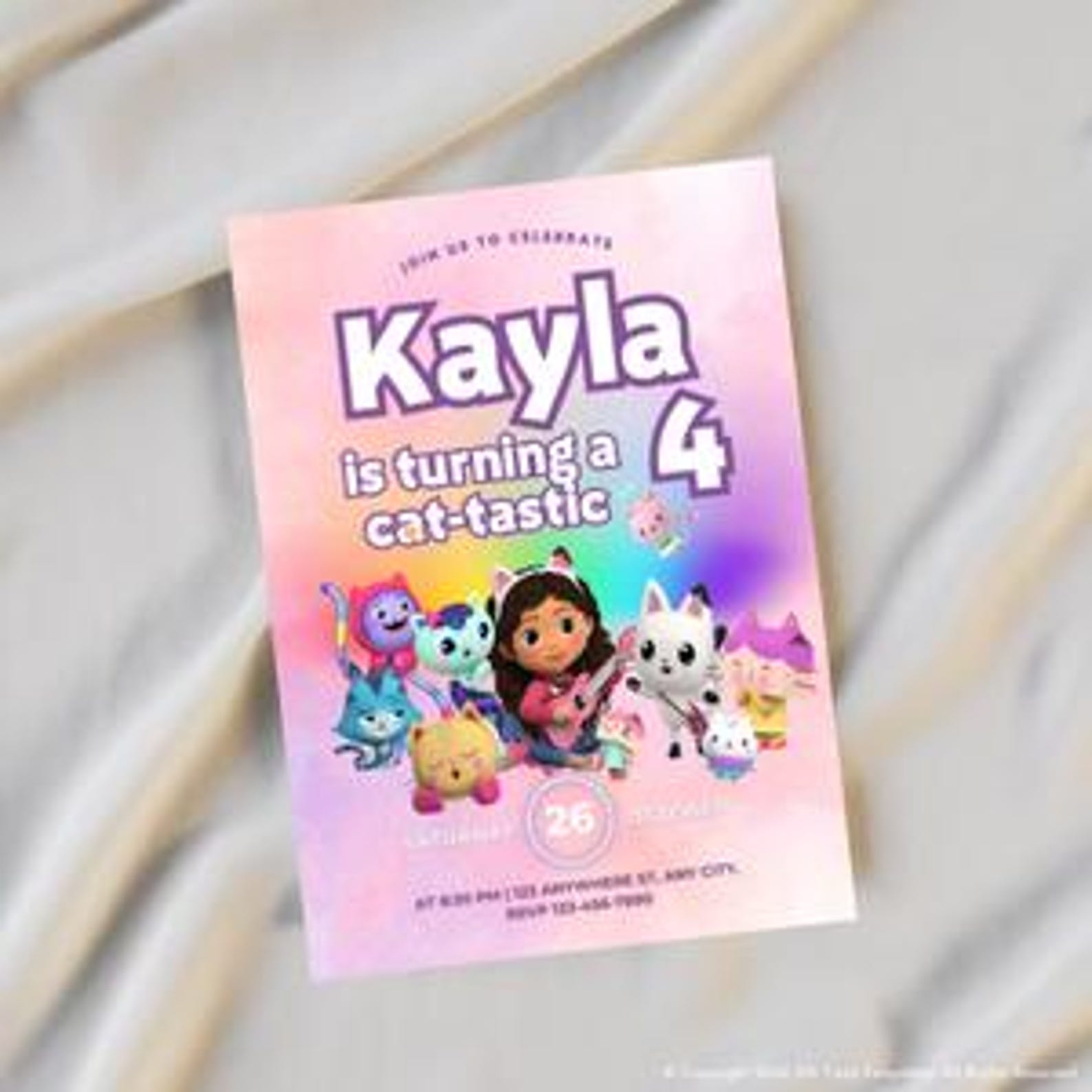 Gabby Dollhouse Invitation, Editable Invitation Template, Gabby ...