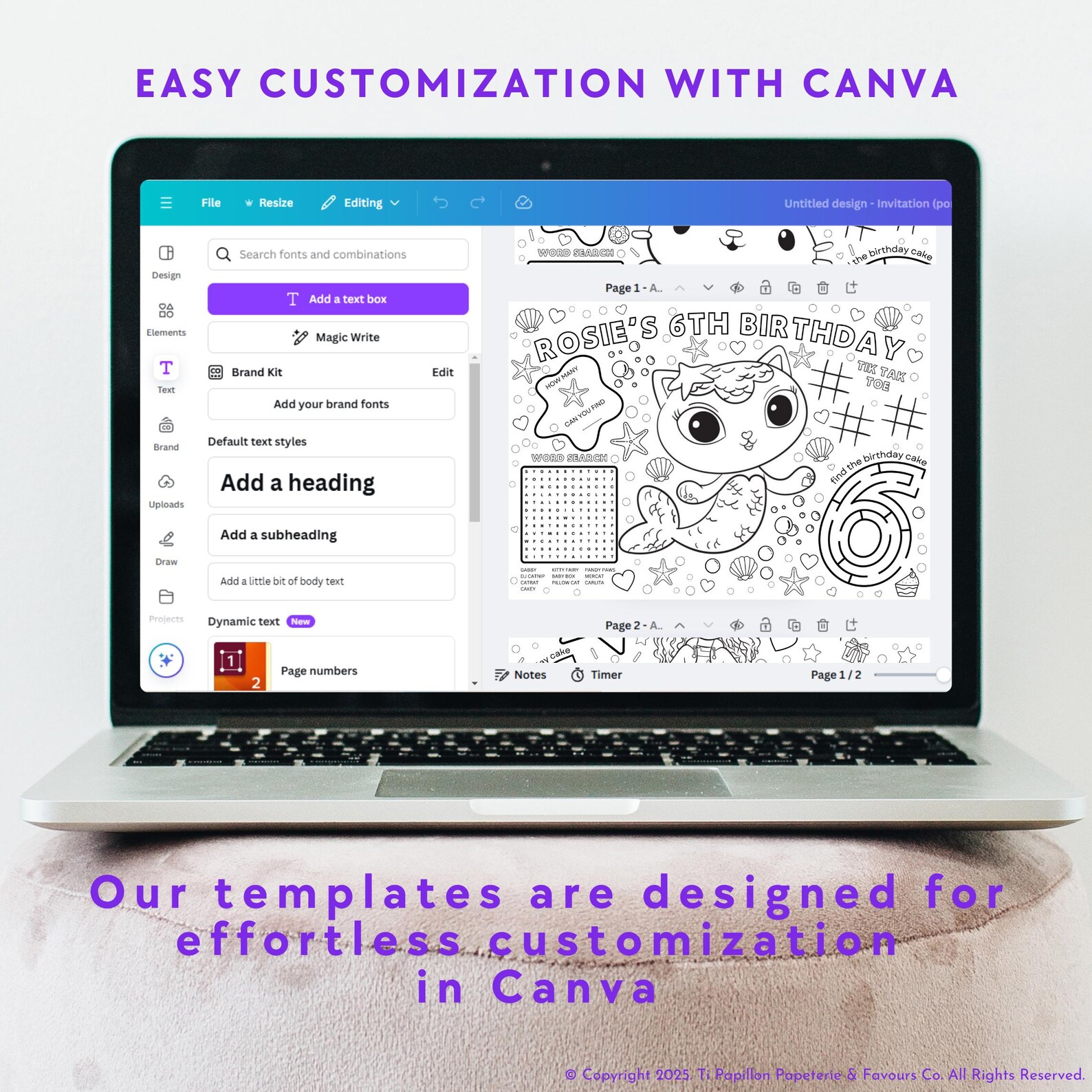 Gabbys Dollhouse Mercat Coloring Page, Printable Custom Birthday ...