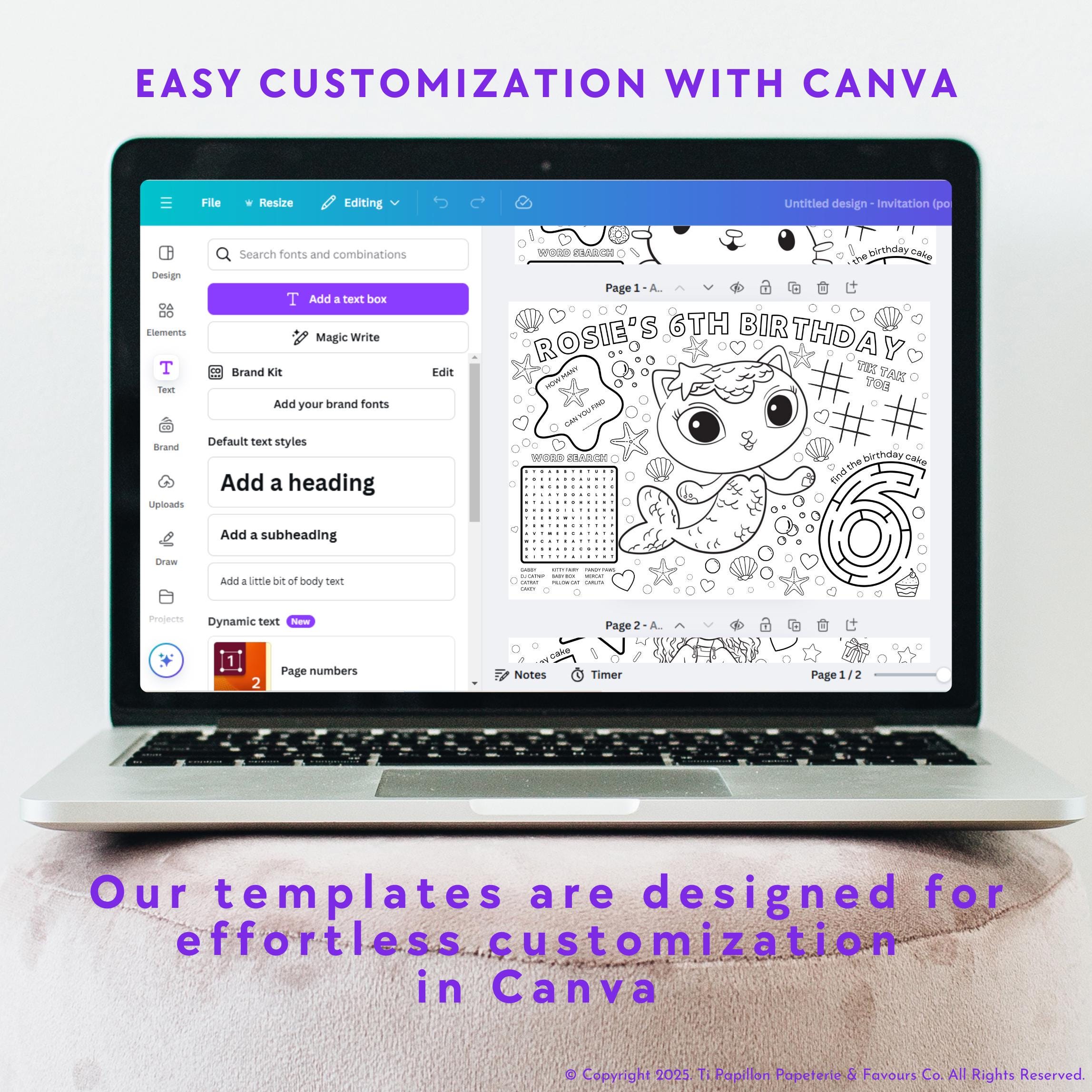 Gabbys Dollhouse Mercat Coloring Page, Printable Custom Birthday ...