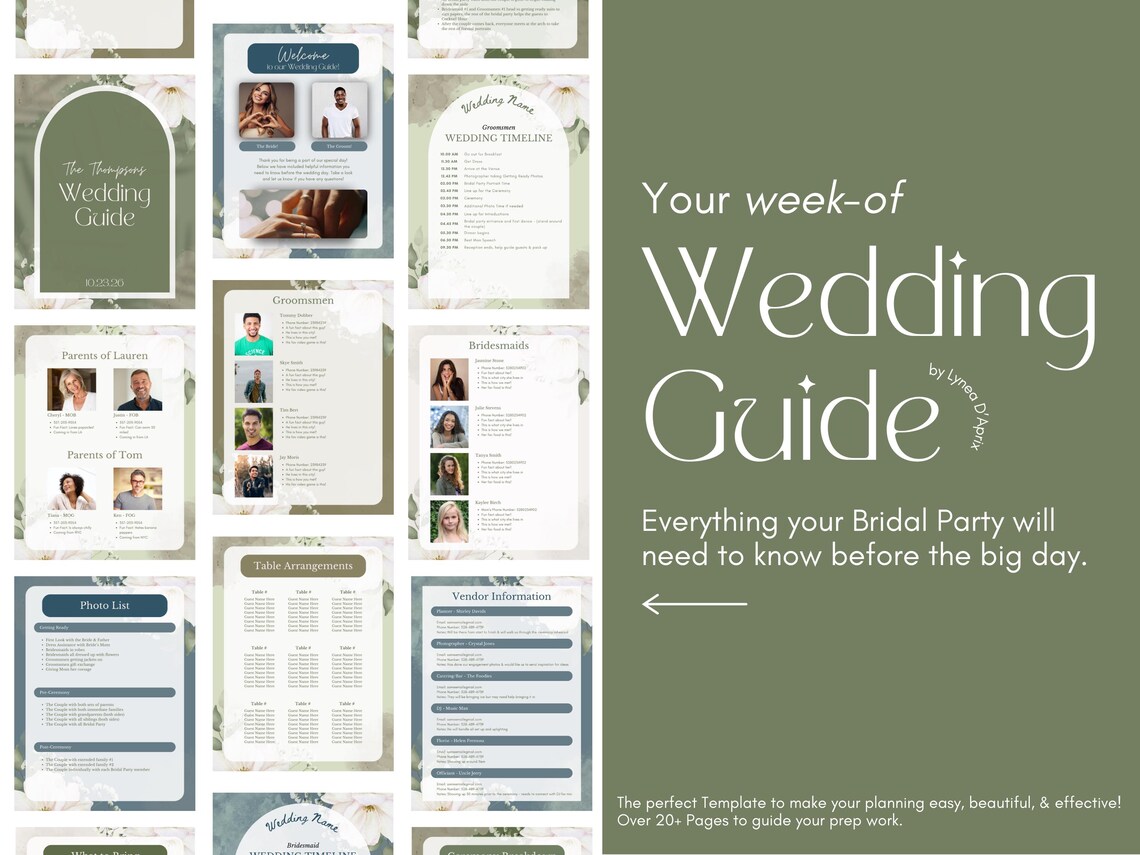 Week-of Wedding Guide Template - Etsy