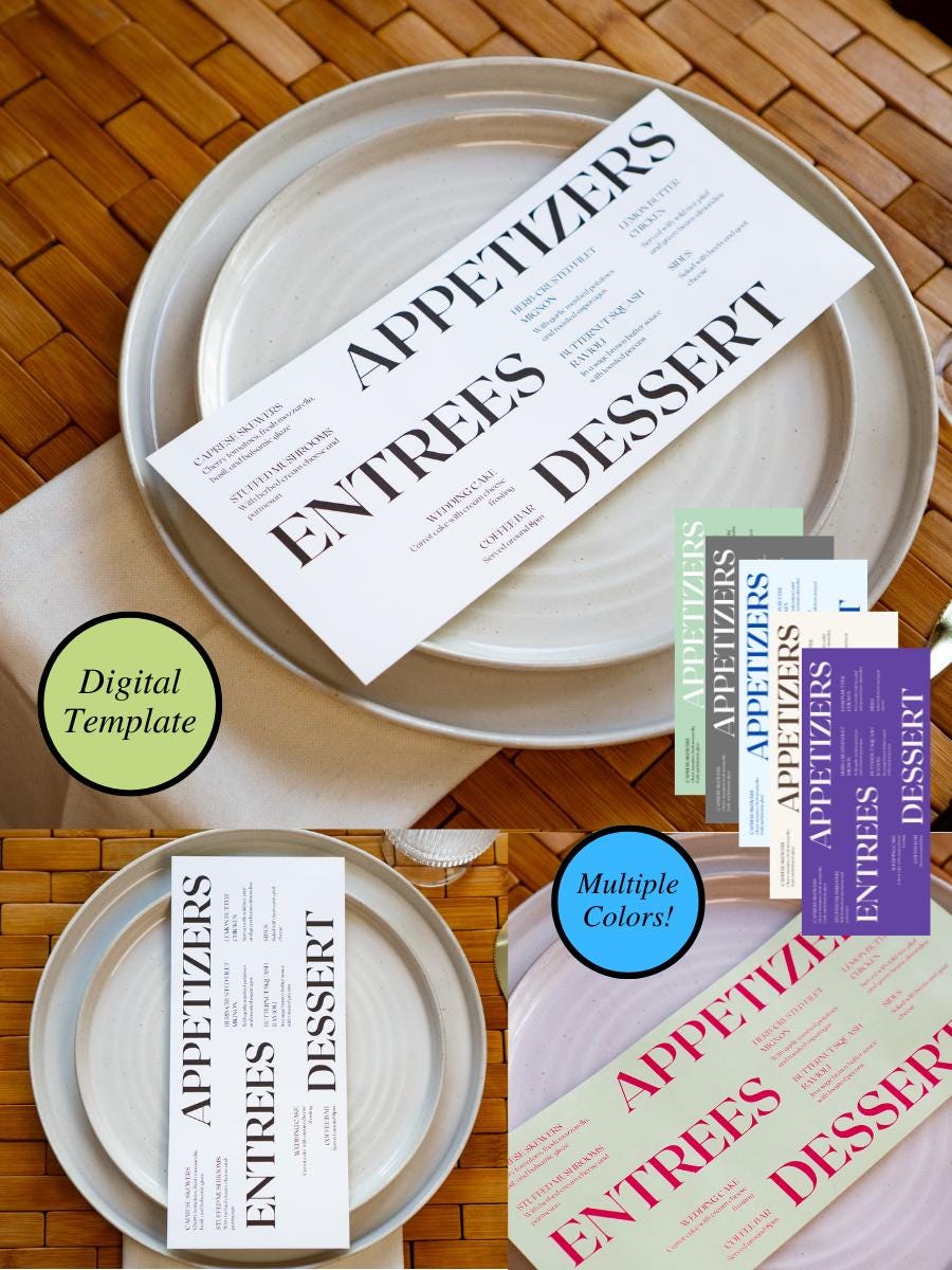 Sideways Menu Template - Etsy