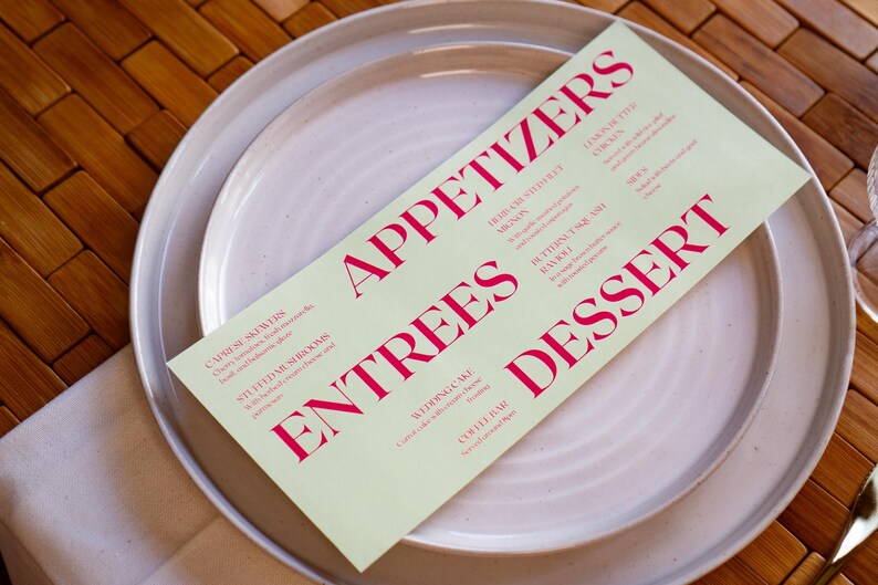 Sideways Menu Template - Etsy