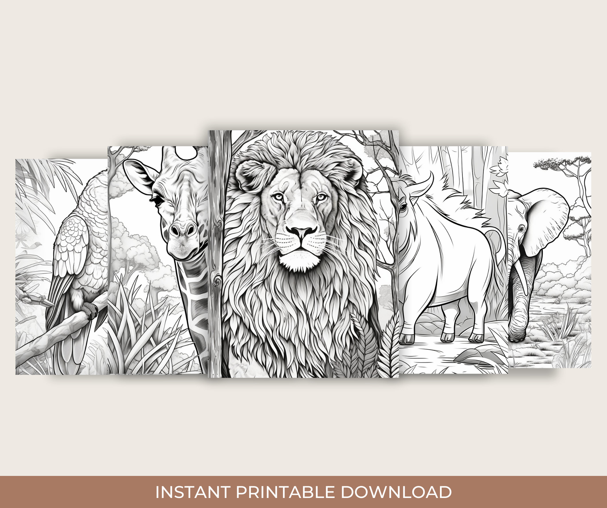 Coloring Sheets Jungle Animals Printable Coloring Pages for Kids ...