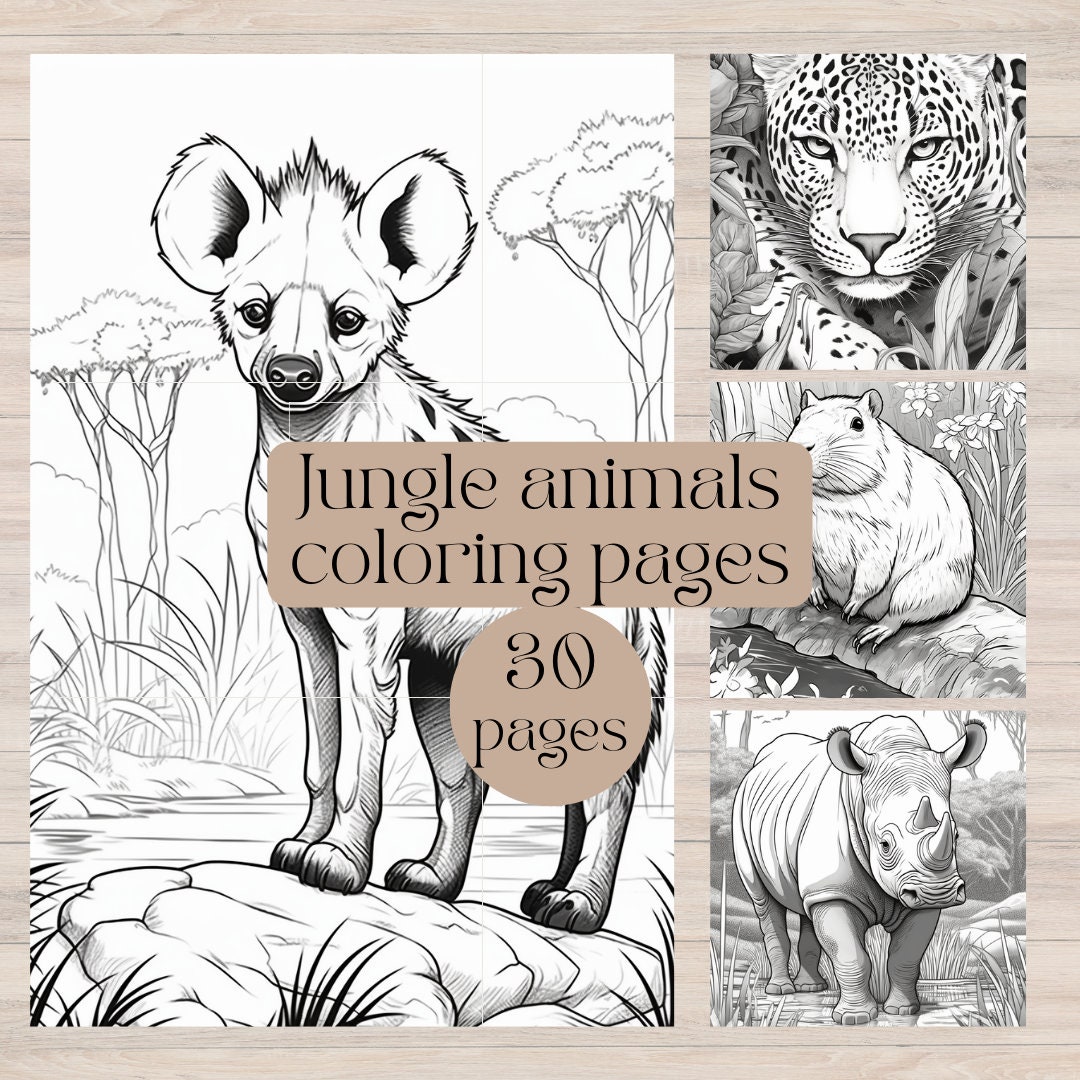 Hojas para colorear animales de la selva páginas para colorear - Etsy ...