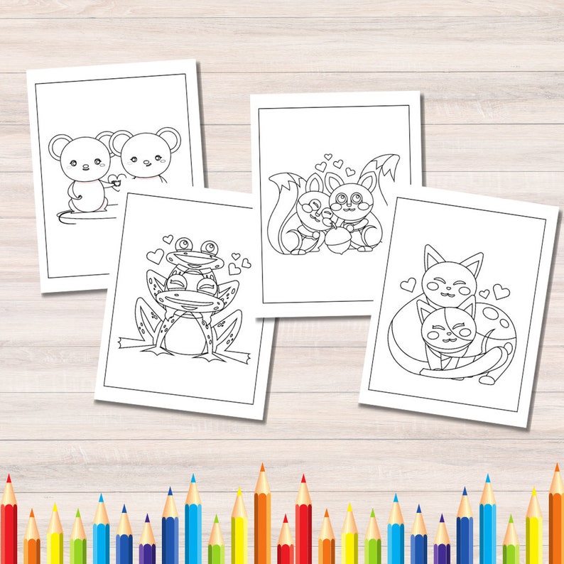 Valentine's Day Coloring Pages for Kids, Kids Coloring Book, Animal ...