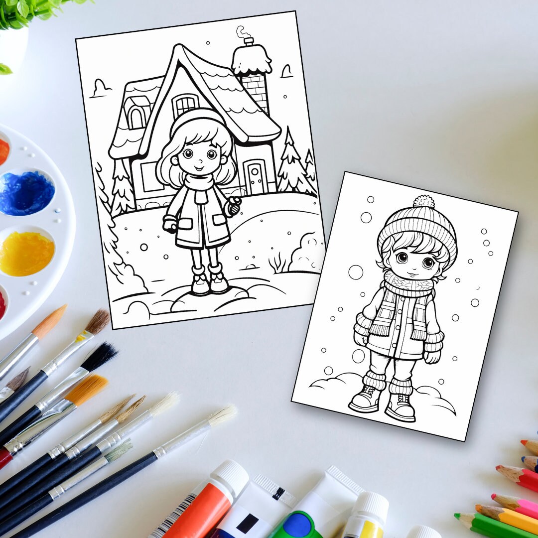Winter Coloring Book for Kids, 100 Cute Pages (digital Download) - Etsy