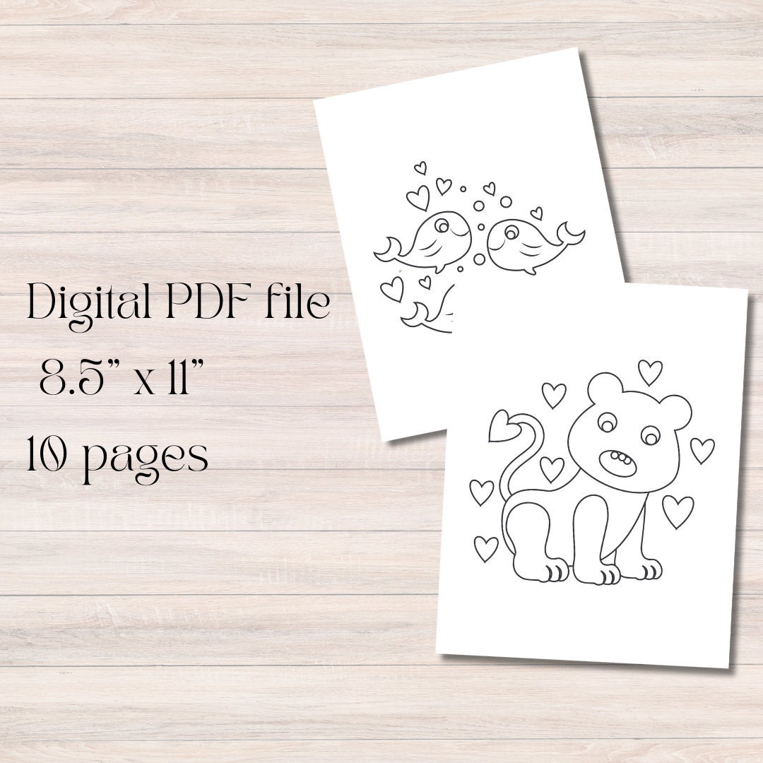 Valentine's Day Coloring Pages for Kids, Animal Coloring Pages for Kids ...