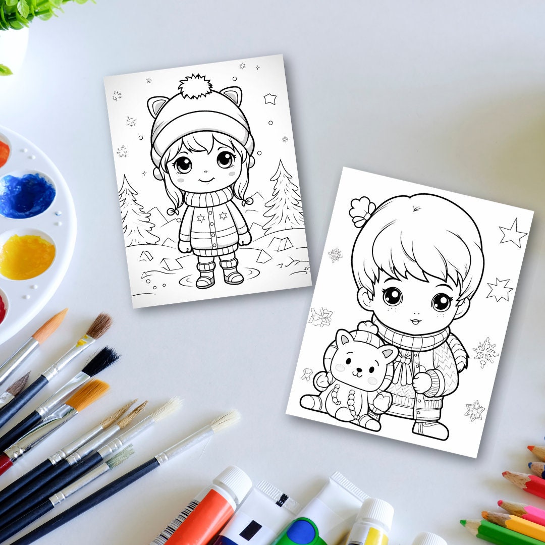 Winter Coloring Pages for Kids, Fun Holiday Activity for Kids - Etsy