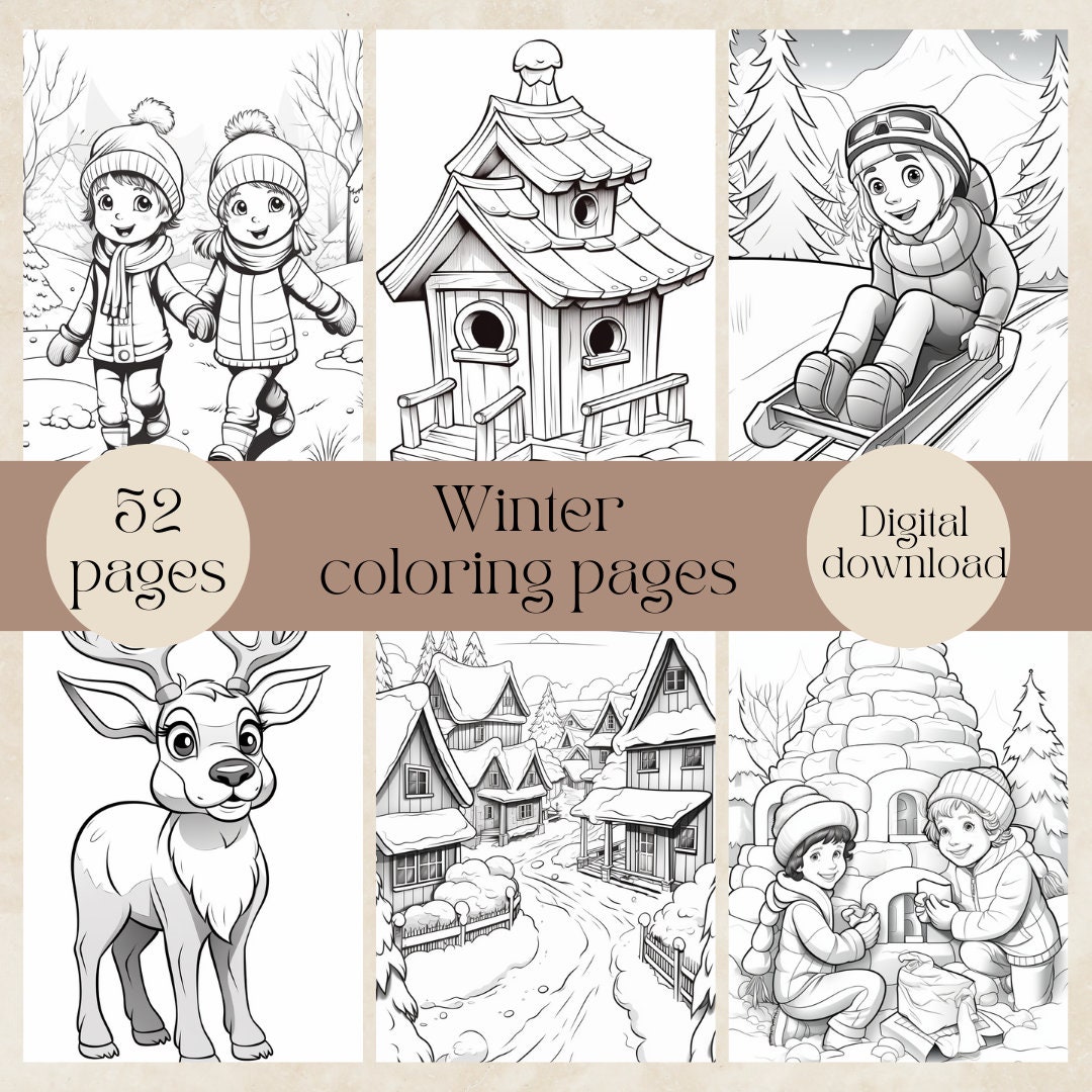Winter Coloring Pages for Kids, Fun Holiday Coloring for Kids - Etsy