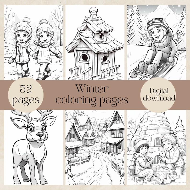 Winter Coloring Pages for Kids, Fun Holiday Coloring for Kids - Etsy