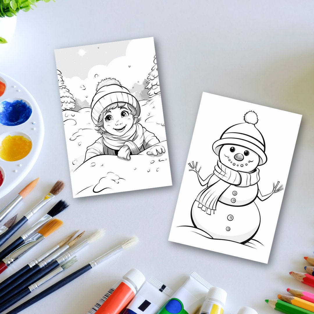 Winter Coloring Pages for Kids, Fun Holiday Coloring for Kids - Etsy
