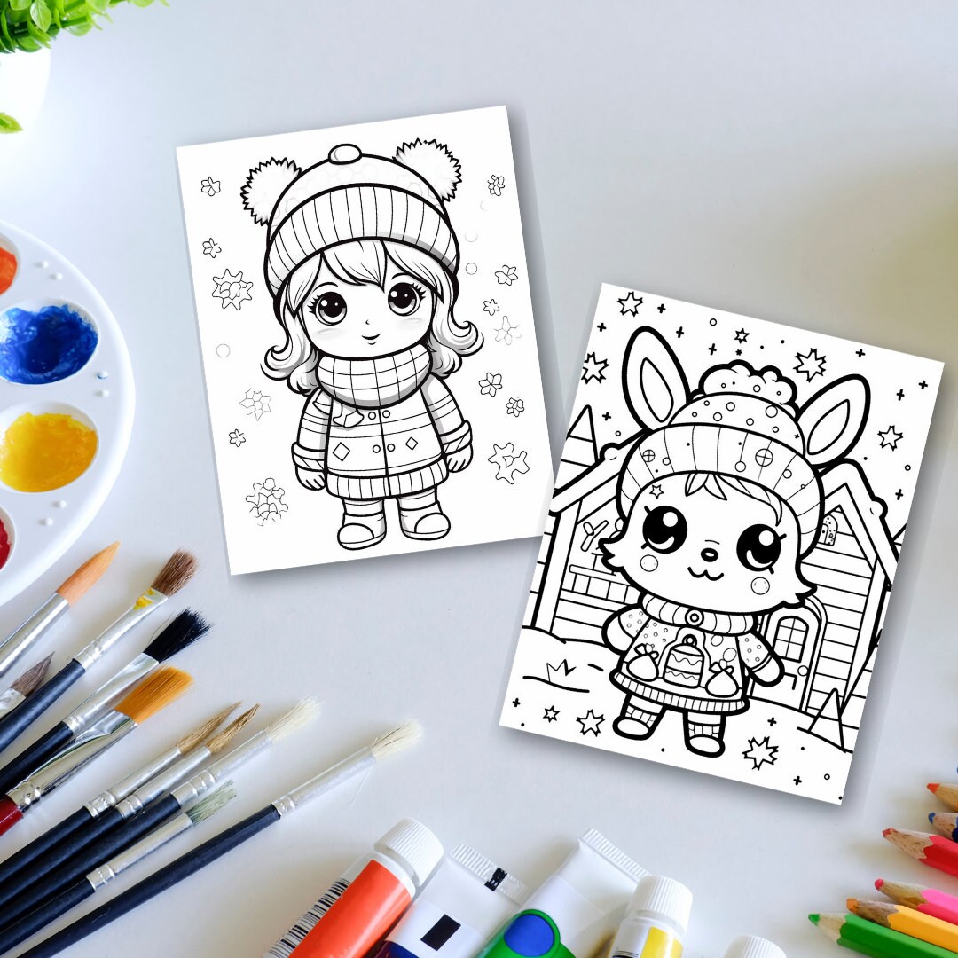 Winter Coloring Pages for Kids, Fun Holiday Activity for Kids - Etsy