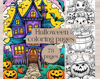 Printable Halloween Coloring Page for Kids or Adults. Instant Digital ...