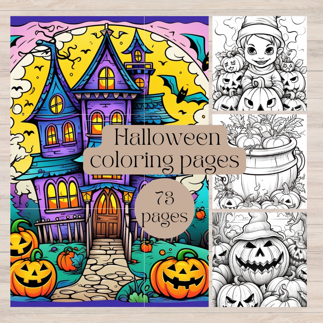 Halloween Coloring Book for Kids, Digital Download - Etsy