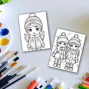 Cute Winter Coloring Pages for Kids, Holiday Coloring, Winter Activity ...