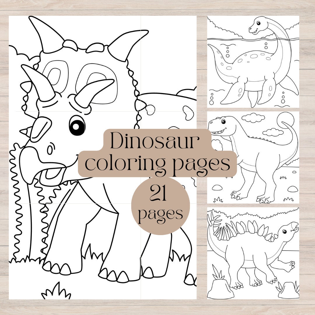 Dinosaur Coloring Book for Kids, Animal Coloring Pages, Printable ...