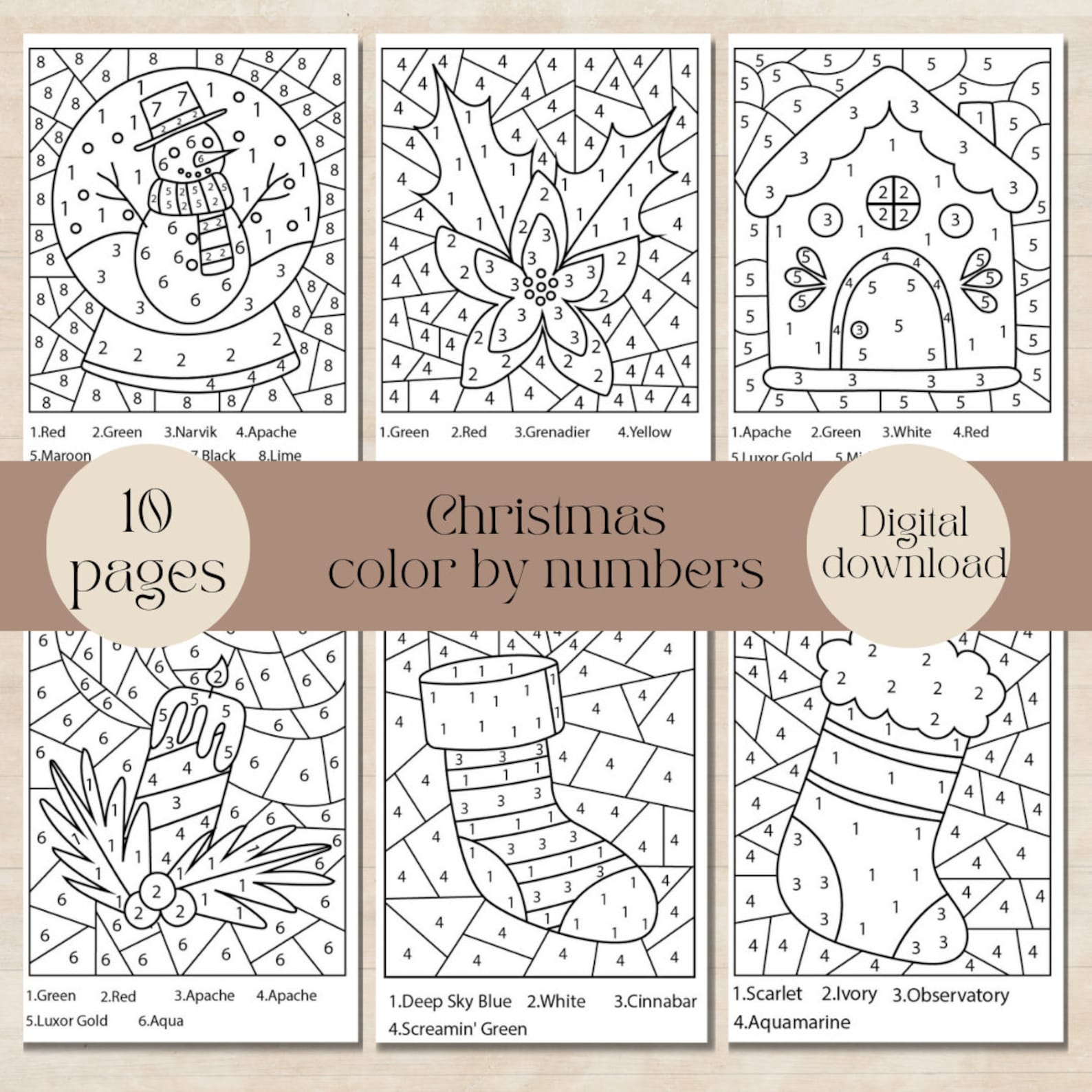 Christmas Color by Number, Christmas Coloring Pages, Christmas Activity ...