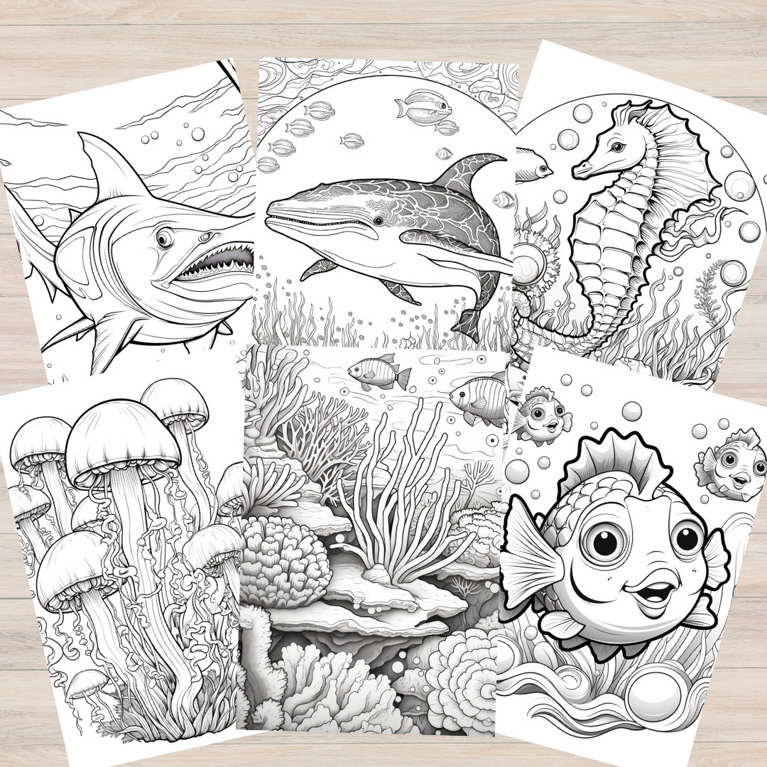 Animal Coloring Pages for Kids, Sea Creatures Animal Coloring Book ...