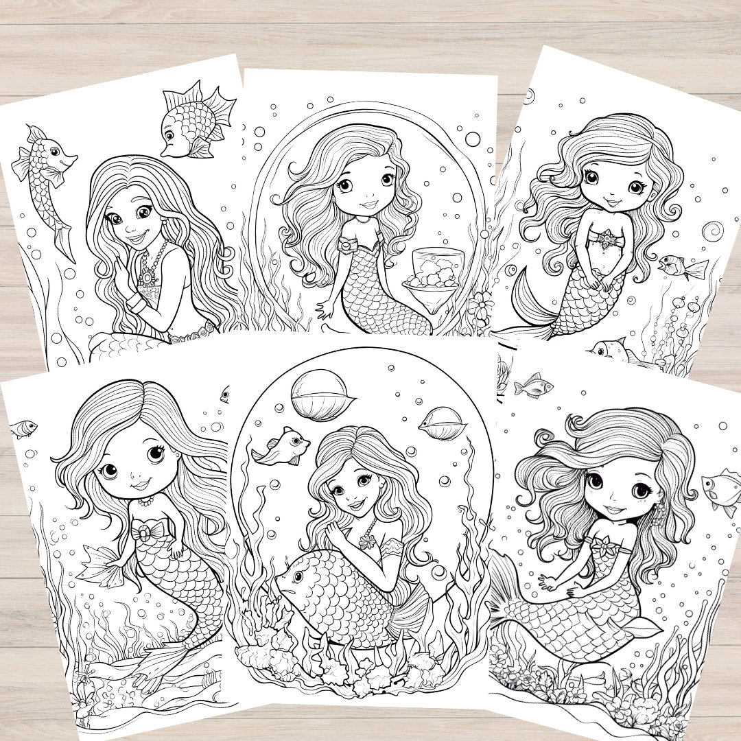 Mermaid Coloring Book for Kids Mermaid Coloring Pages Printable and ...