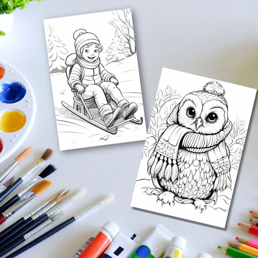 Winter Coloring Pages for Kids, Fun Holiday Coloring for Kids - Etsy