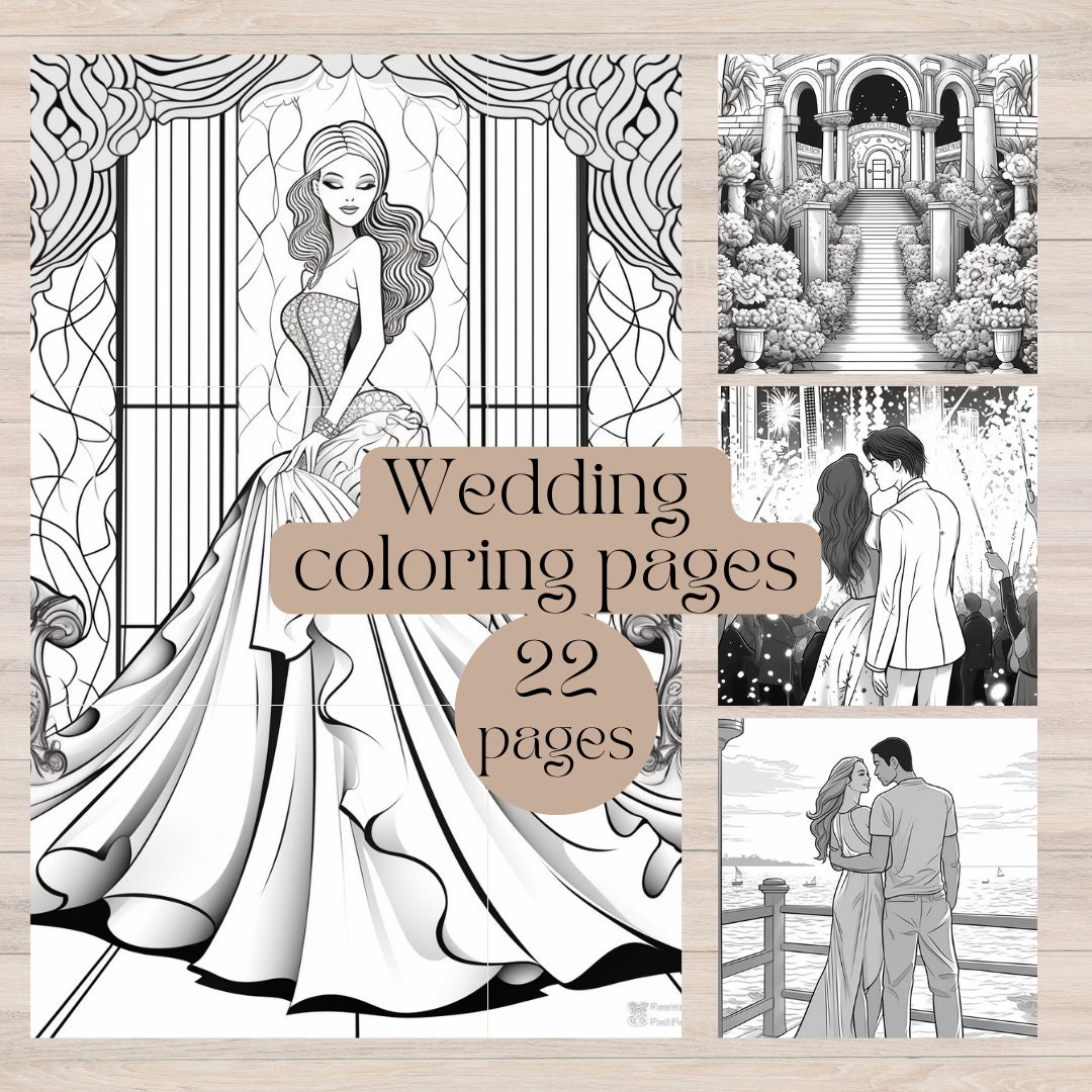 Wedding Coloring Book Printable Coloring Pages for Adults Coloring Book ...