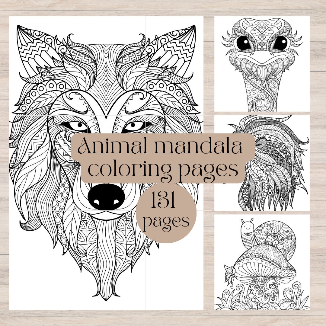 Animal Mandala Coloring Pages: Zen Inspired Designs for - Etsy
