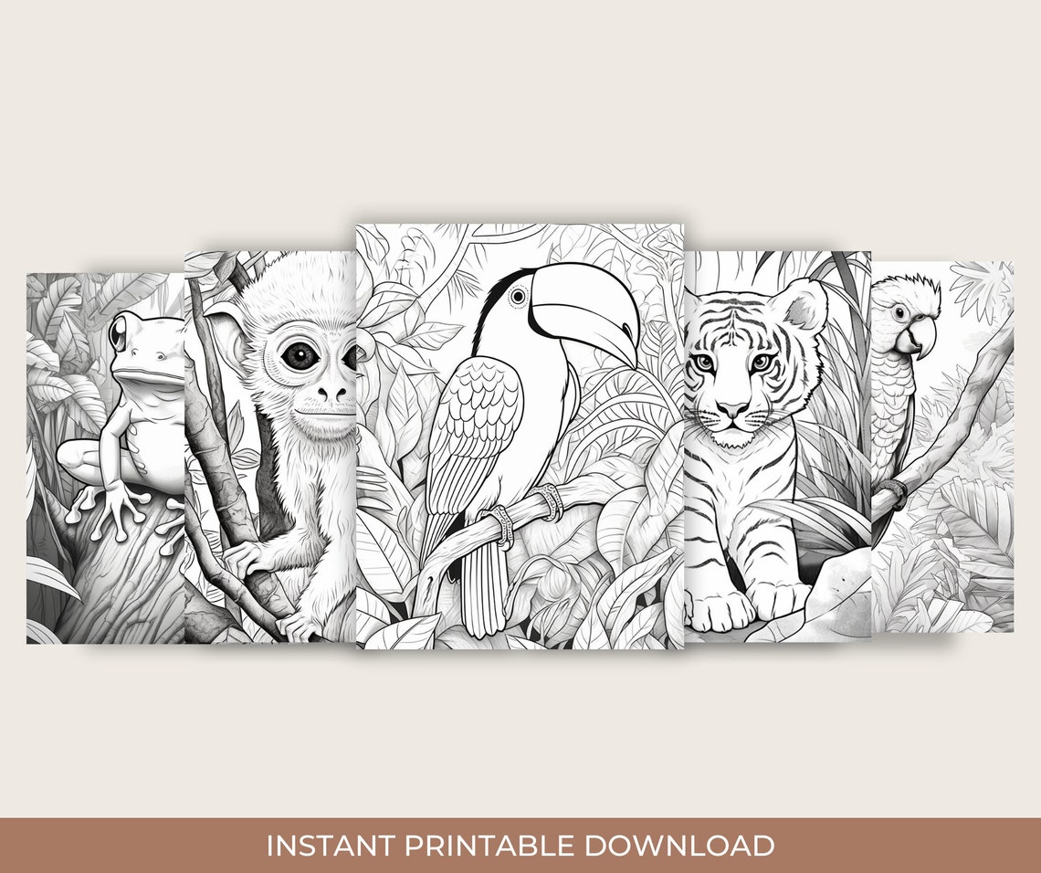 Coloring Sheets Jungle Animals Printable Coloring Pages for Kids ...