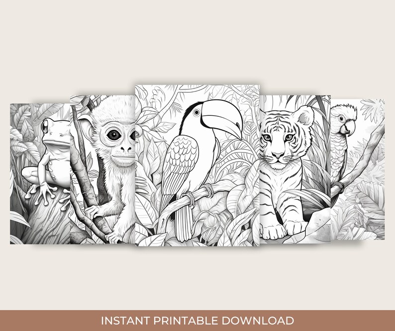 Coloring Sheets Jungle Animals Printable Coloring Pages for Kids ...