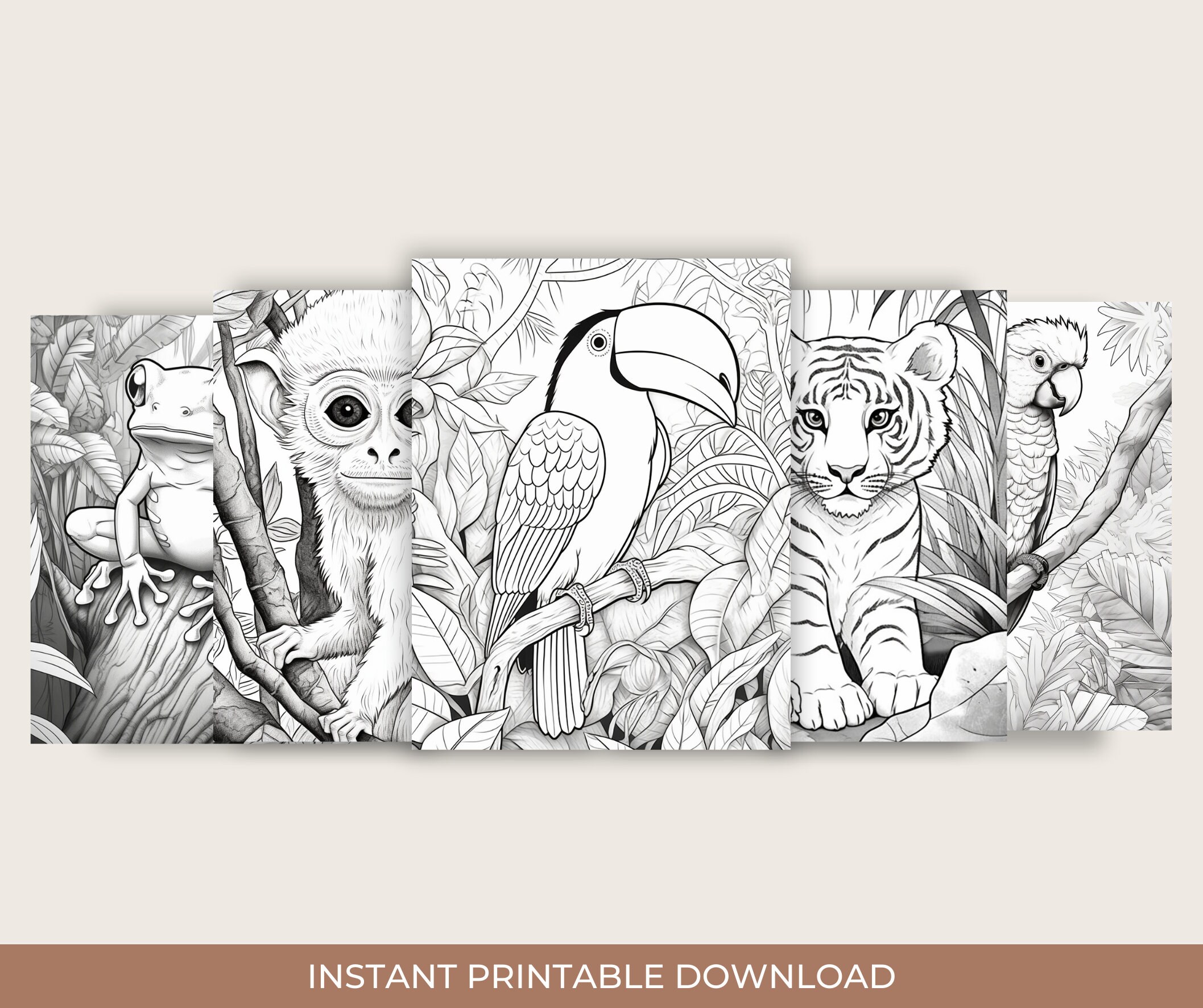 Coloring Sheets Jungle Animals Printable Coloring Pages for Kids ...