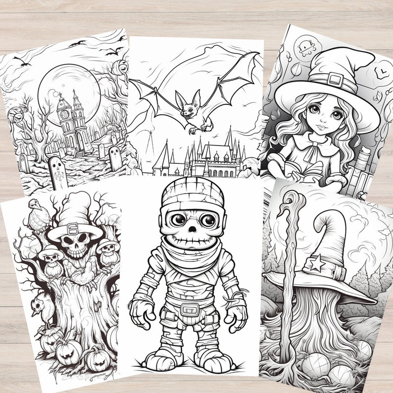 Halloween Coloring Book for Kids, Digital Download - Etsy