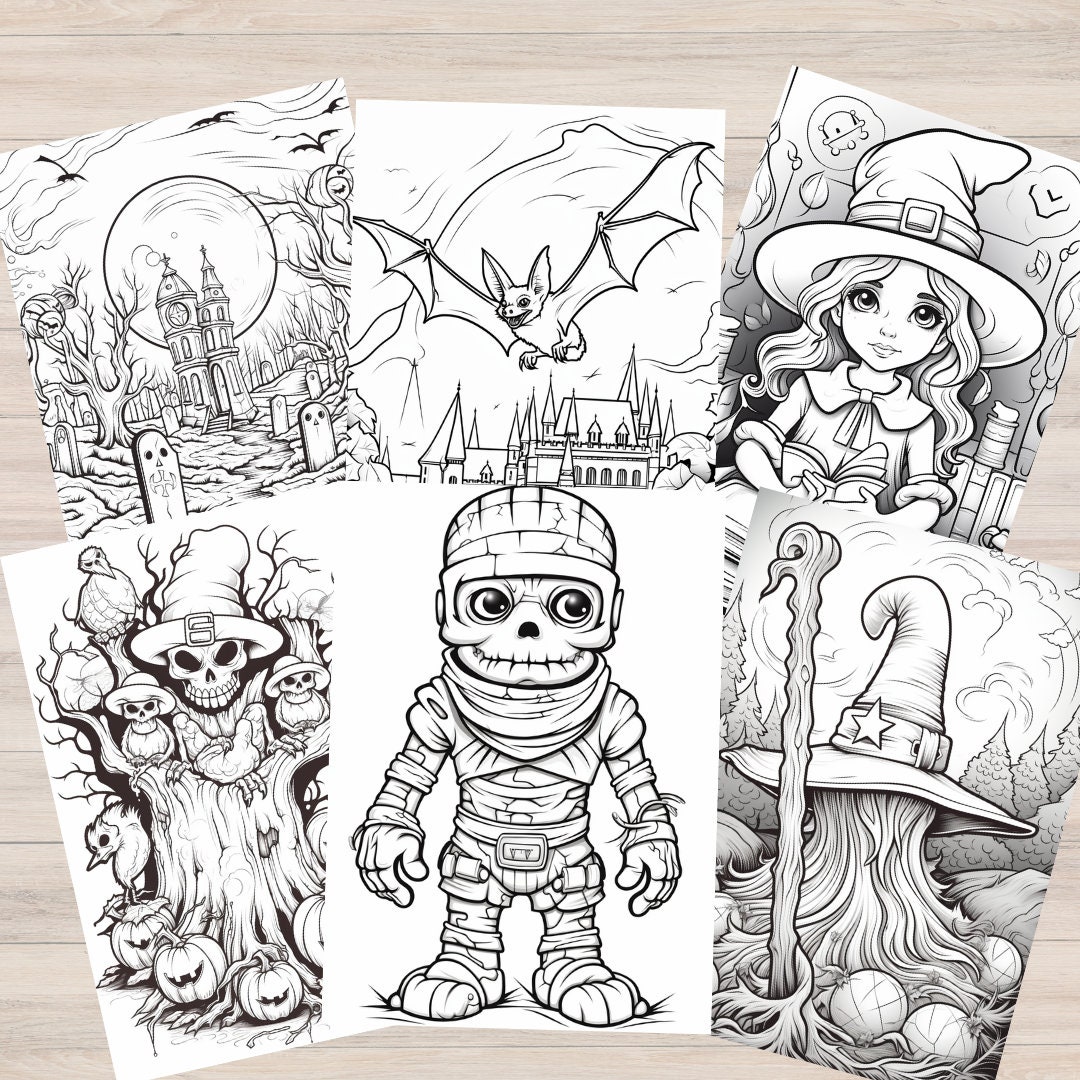 Halloween Coloring Book for Kids, Digital Download - Etsy