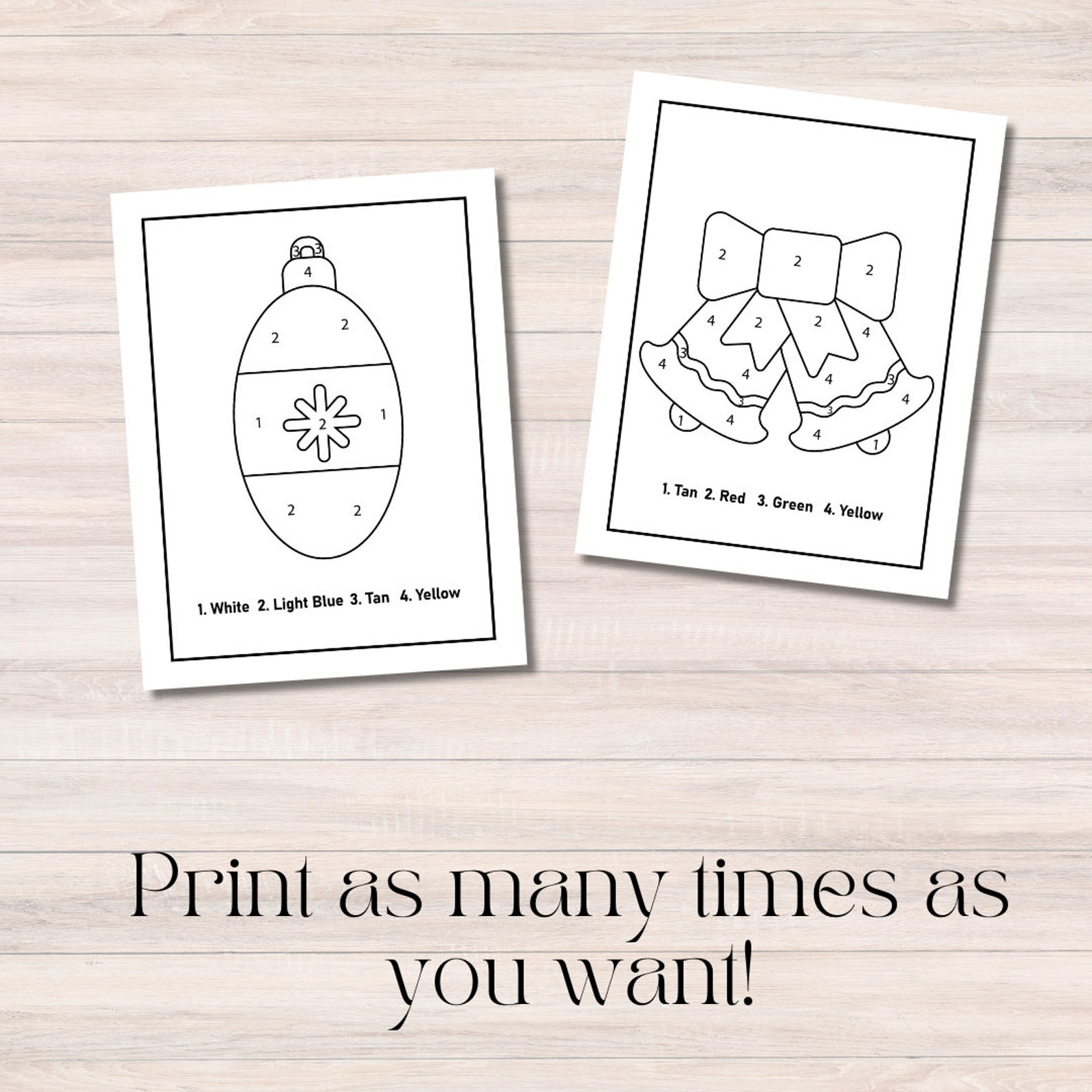 20 Christmas Color by Numbers Pages, Kids Activity Pages, Christmas ...