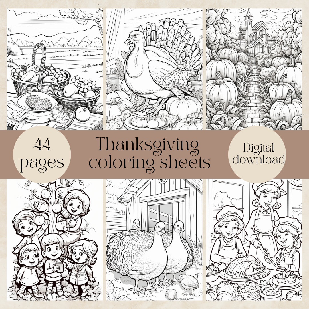 Thanksgiving Coloring Sheets for Kids, Printable Thanksgiving Coloring ...