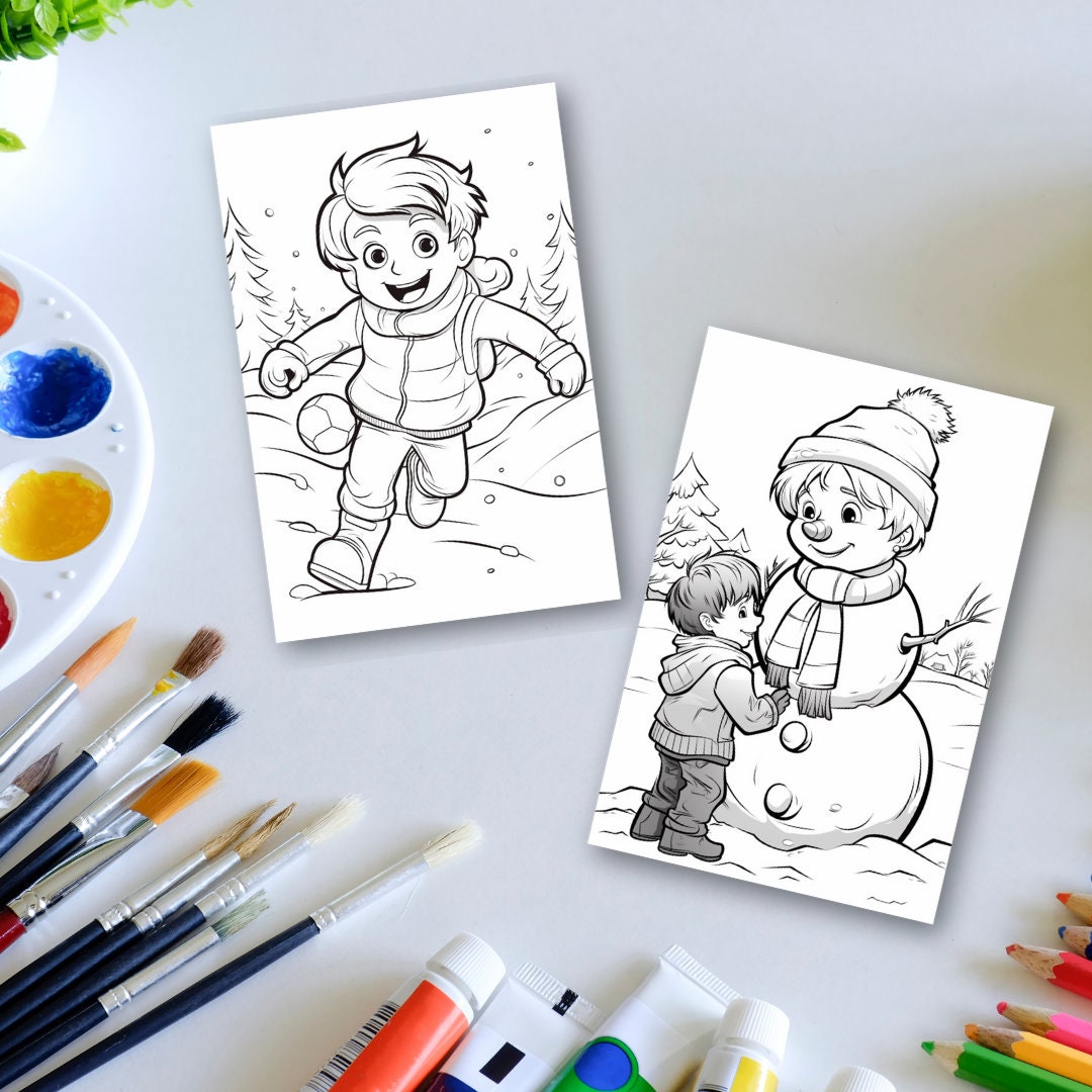 Winter Coloring Pages for Kids, Fun Holiday Coloring for Kids - Etsy