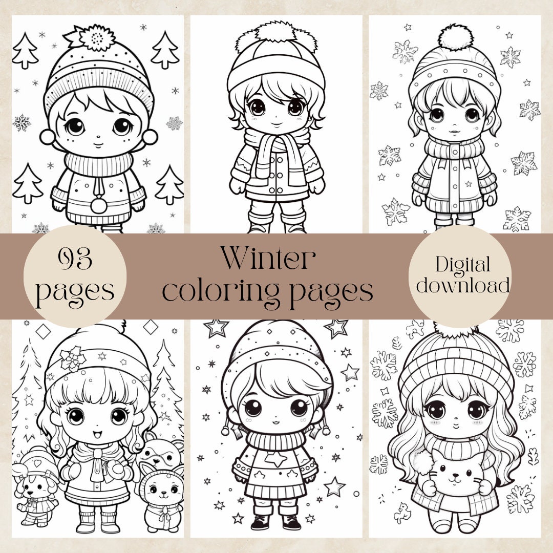 Winter Coloring Pages for Kids, Fun Holiday Activity for Kids - Etsy