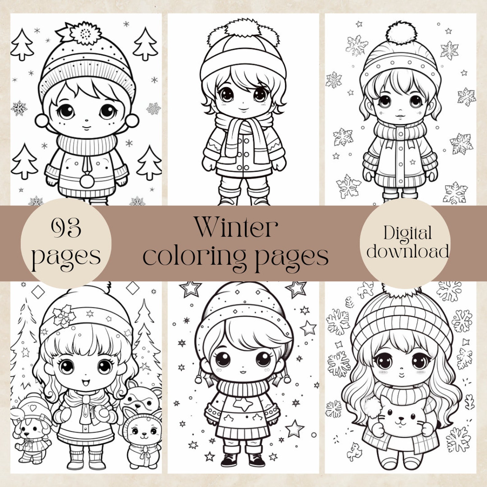Winter Coloring Pages for Kids, Fun Holiday Activity for Kids - Etsy