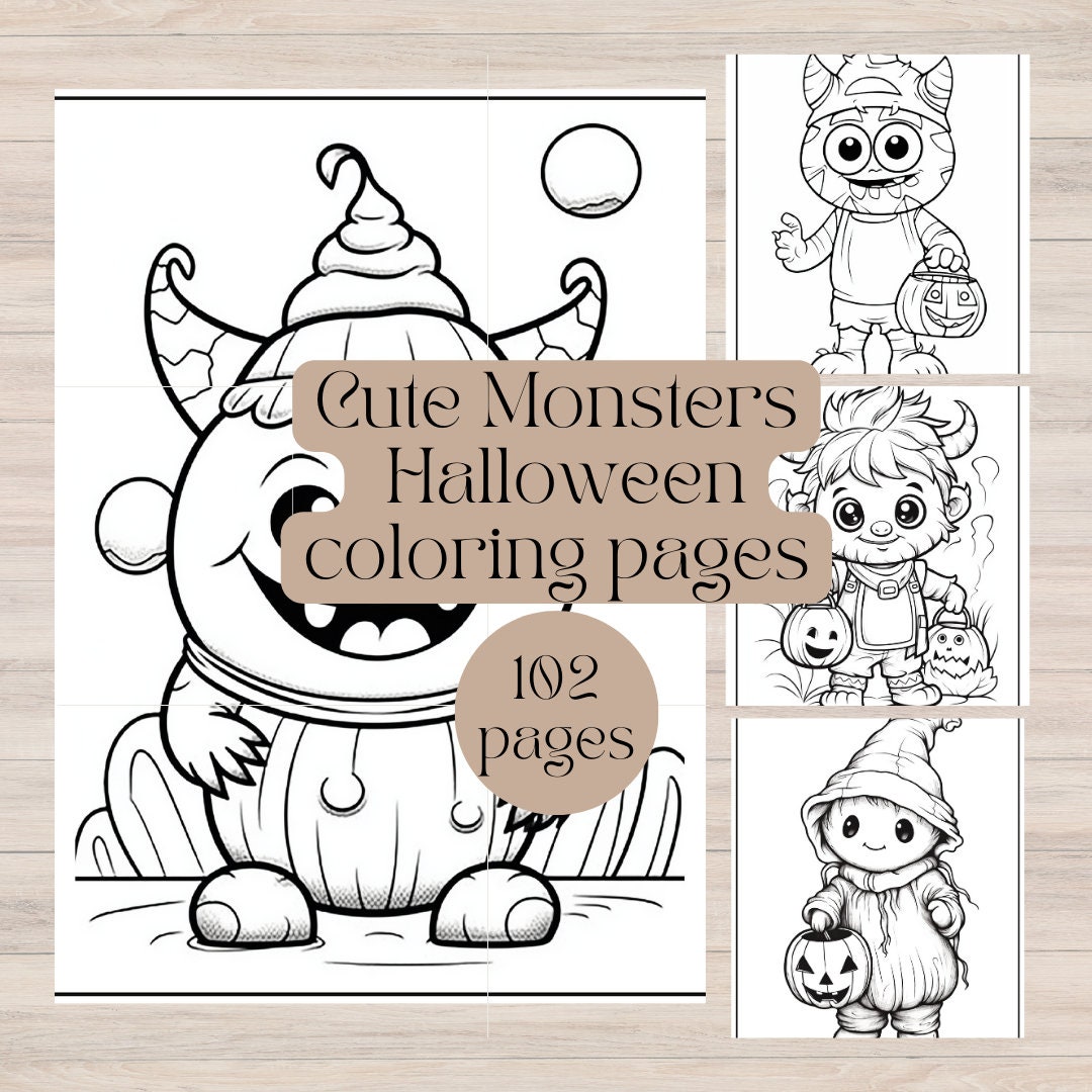 Cute Monsters Halloween Coloring Book for Kids, Digital Download - Etsy