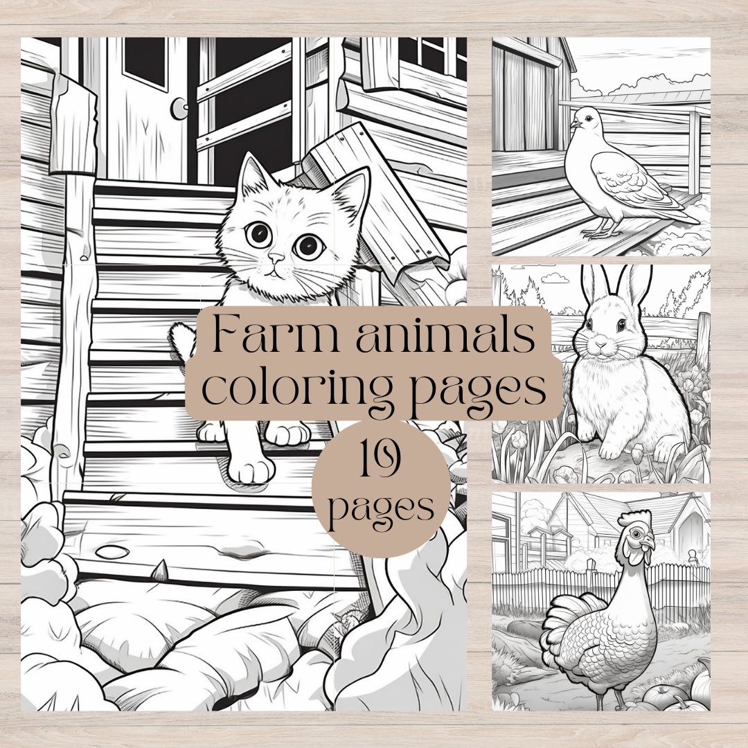 Animals Coloring Pages for Kids, Farm Animals Coloring Book, Kids ...