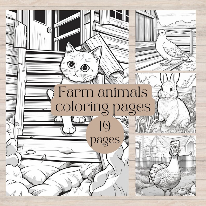 Animals Coloring Pages for Kids, Farm Animals Coloring Book, Kids ...