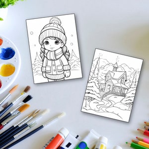 Cute Winter Coloring Pages for Kids, Holiday Coloring, Winter Activity ...