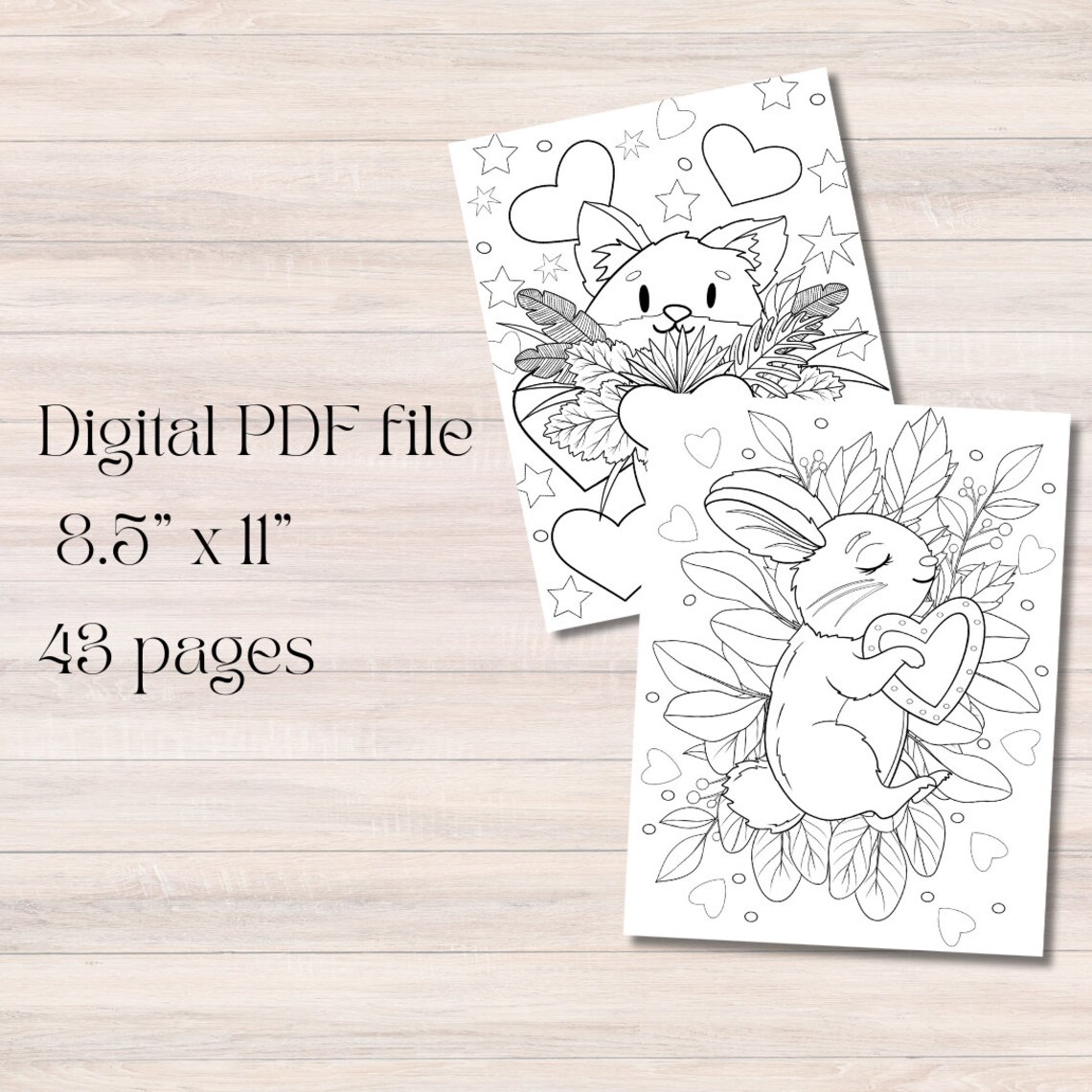 Valentine's Day Animal Coloring Pages for Kids (PDF) - Etsy