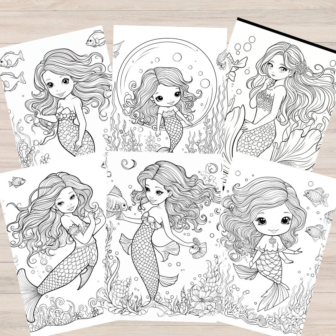 Mermaid Coloring Book for Kids Mermaid Coloring Pages Printable and ...