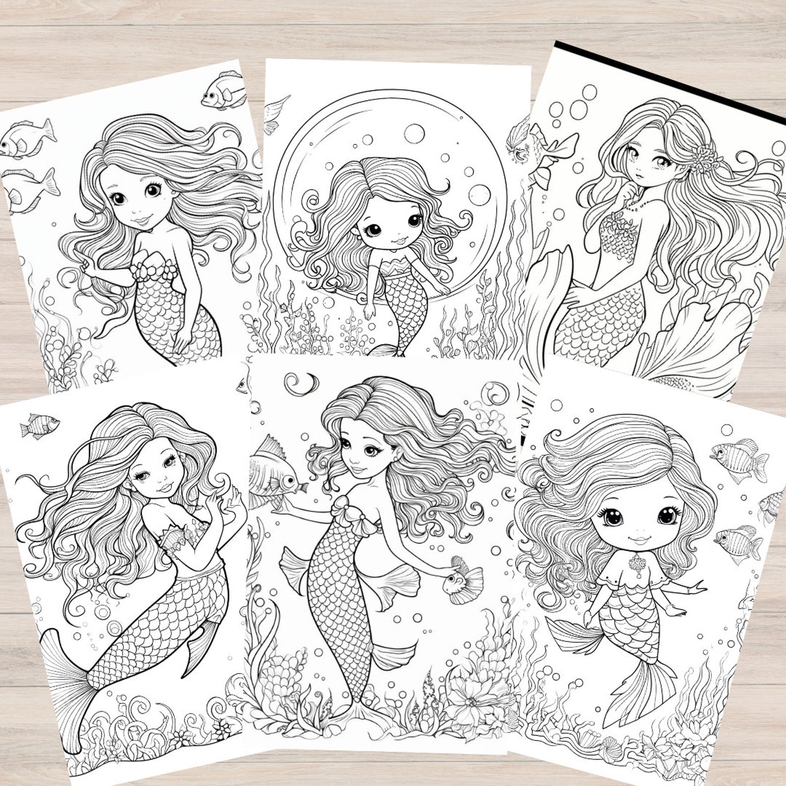 Mermaid Coloring Book for Kids, 18 Printable Pages (digital Download ...