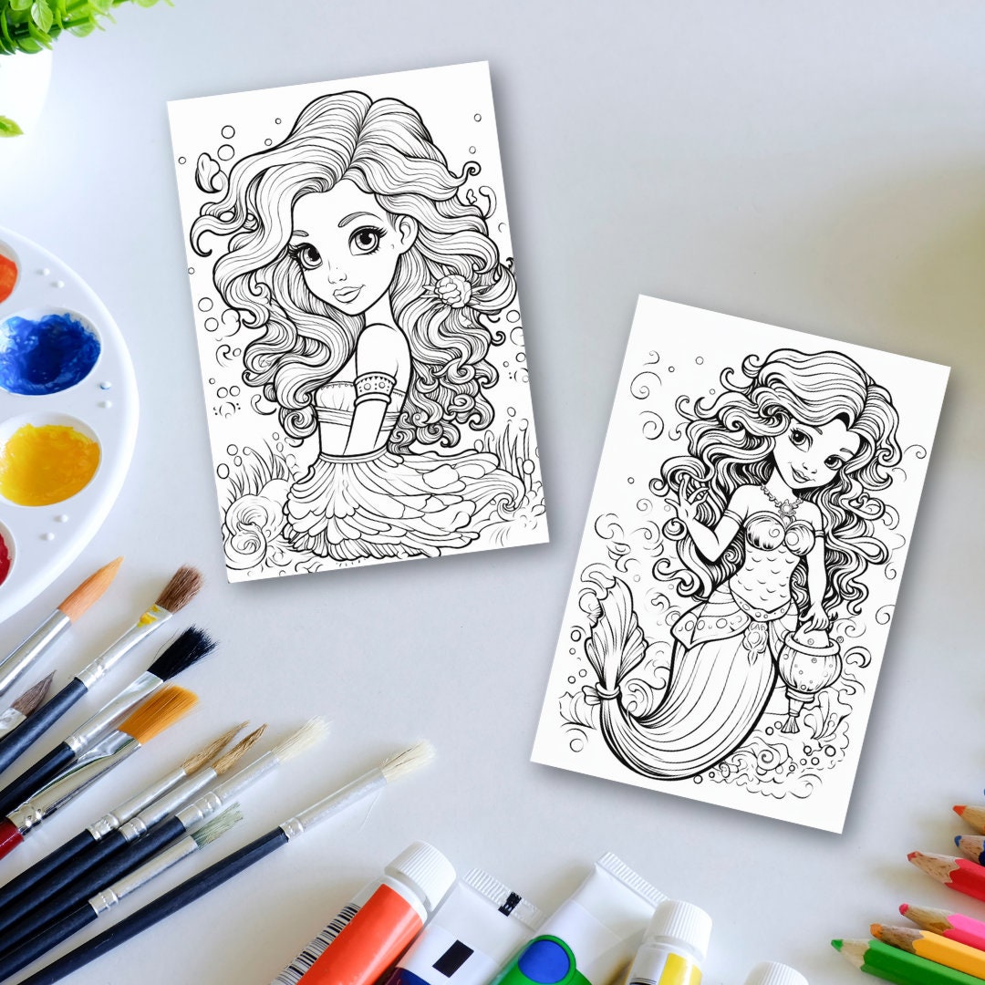 Mermaid Coloring Book for Kids and Adults Digital Download - Etsy