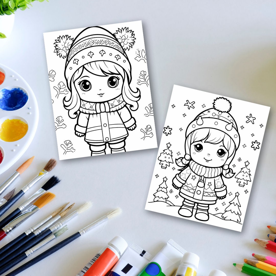 Winter Coloring Pages for Kids, Fun Holiday Activity for Kids - Etsy