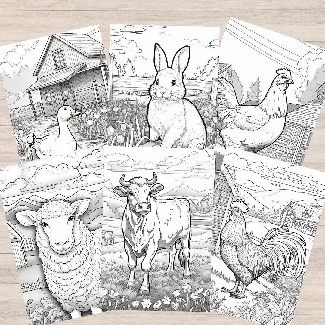 Animals Coloring Pages for Kids, Farm Animals Coloring Book, Kids ...