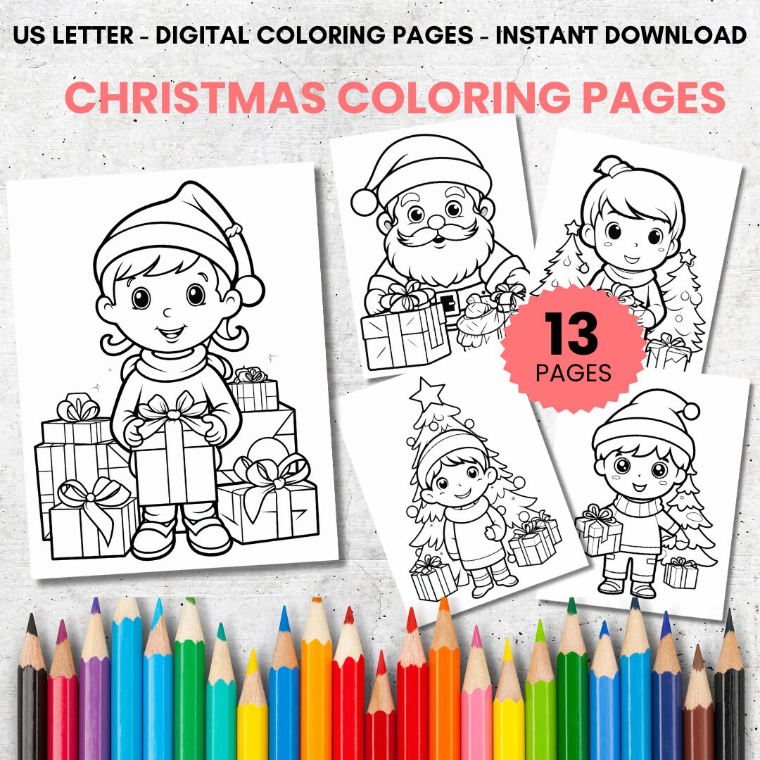 13 Christmas Coloring Pages for Kids, Christmas Printable, Christmas ...
