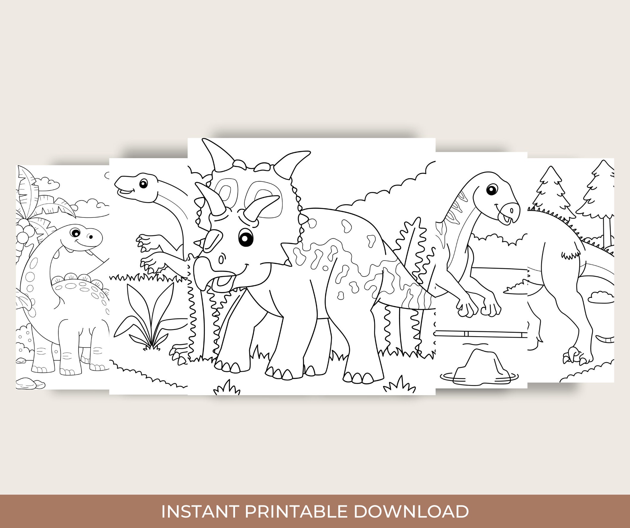 Dinosaur Coloring Pages for Kids, 21 Printable Sheets (digital Download ...