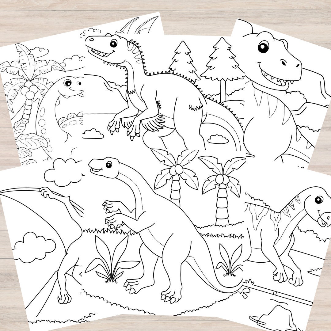 Dinosaur Coloring Book for Kids, Animal Coloring Pages, Printable ...