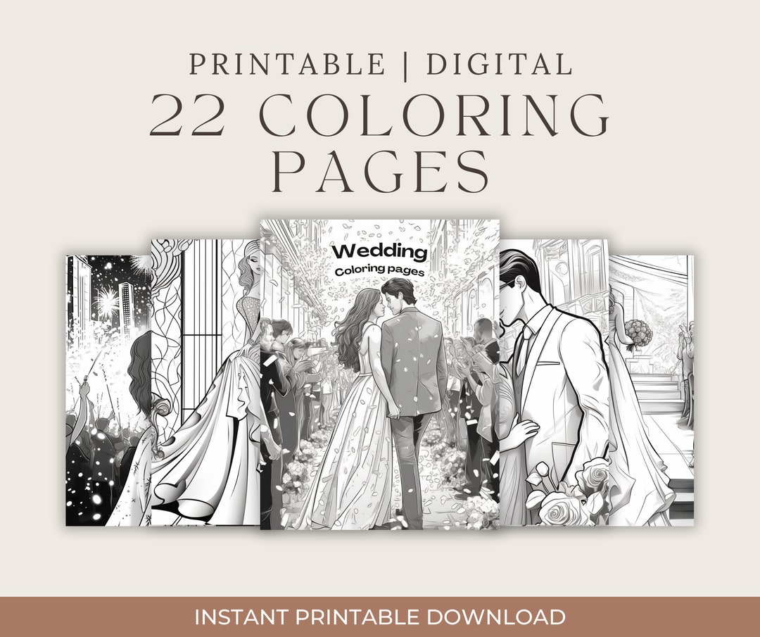 Wedding Coloring Book Printable Coloring Pages for Adults Coloring Book ...